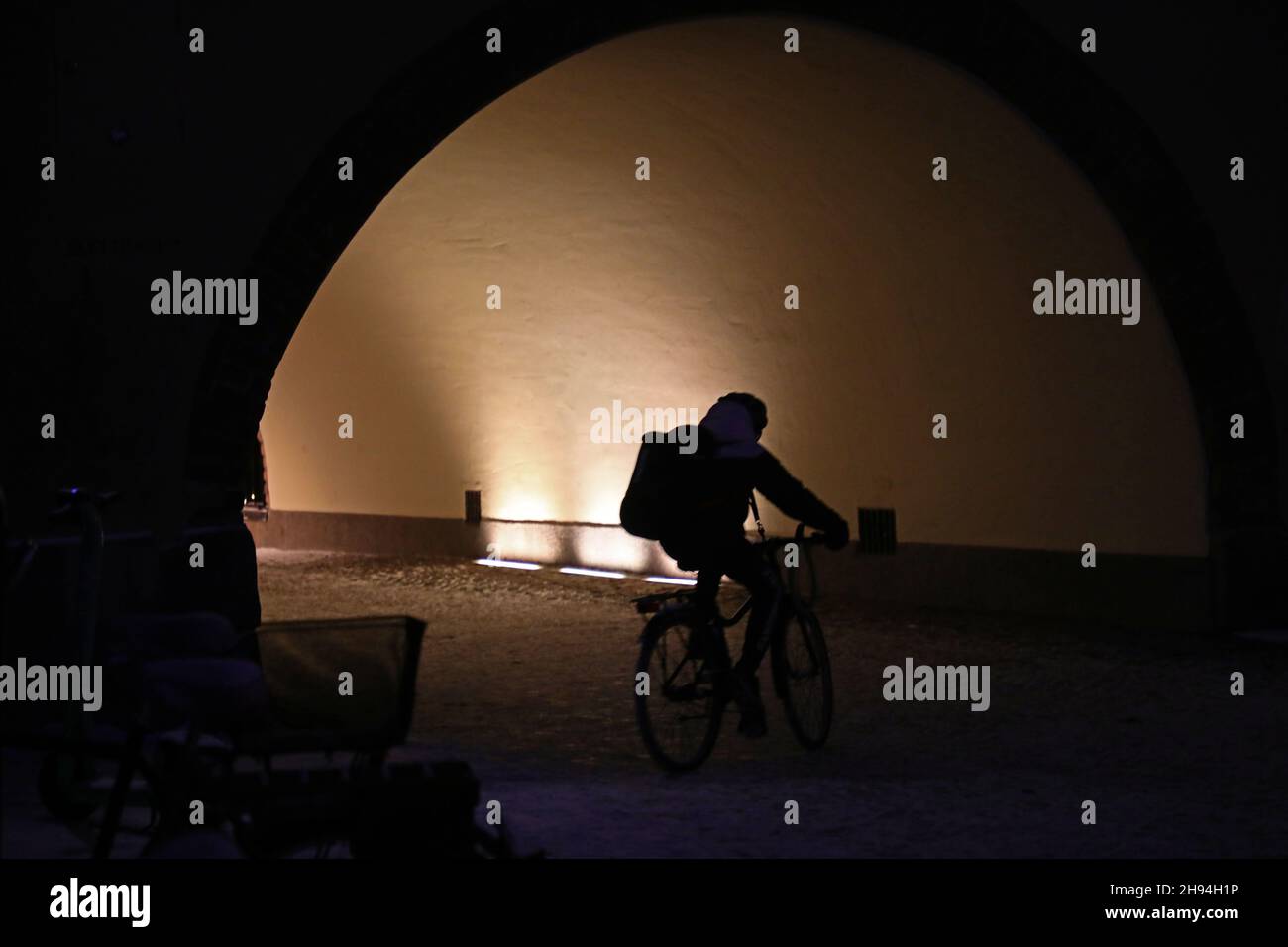 Daily life in Uppsala, Sweden, during Friday. Person with i bike at ...