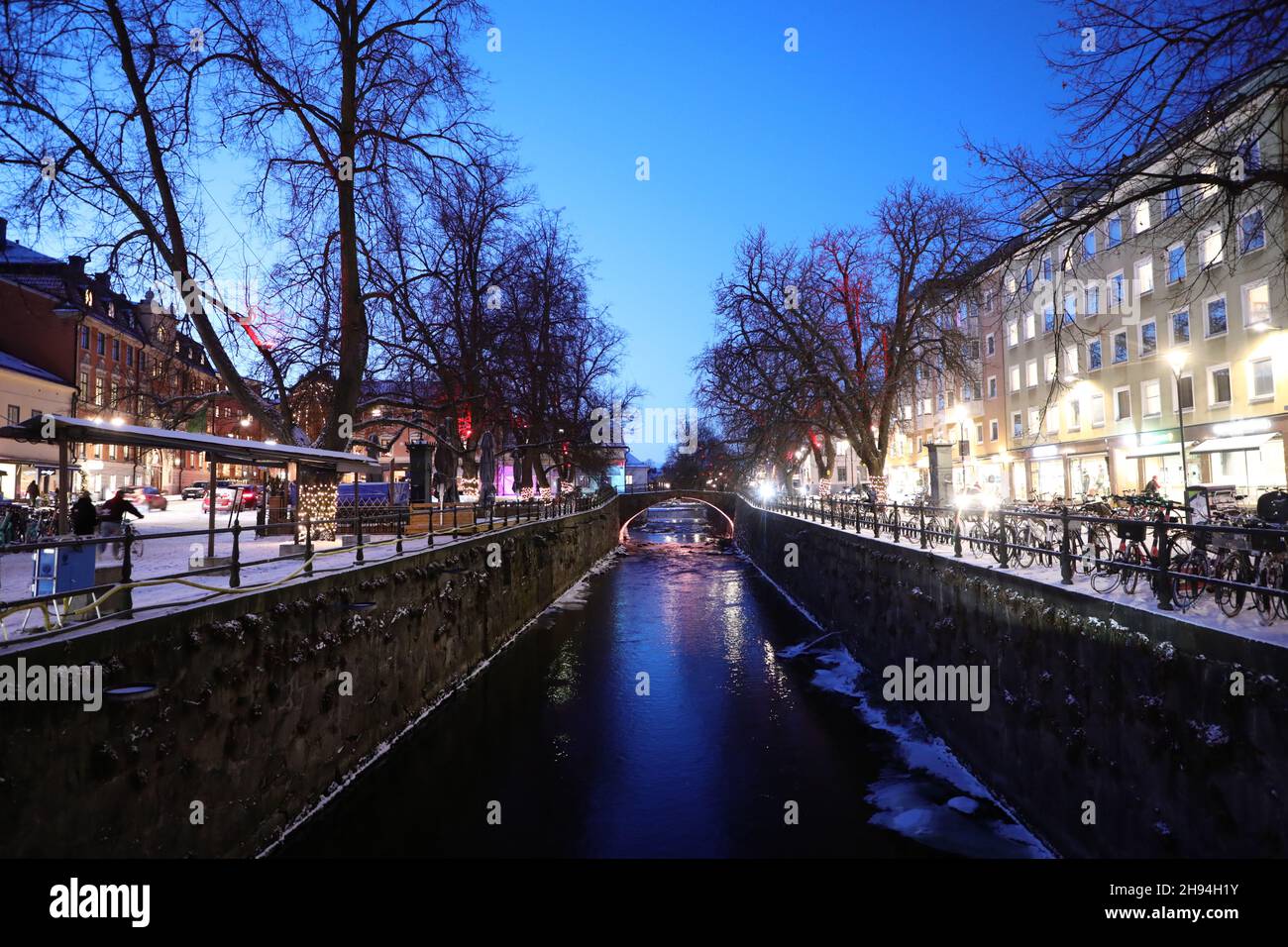 Daily life in Uppsala, Sweden, during Friday. In the picture: Fyrisån ...