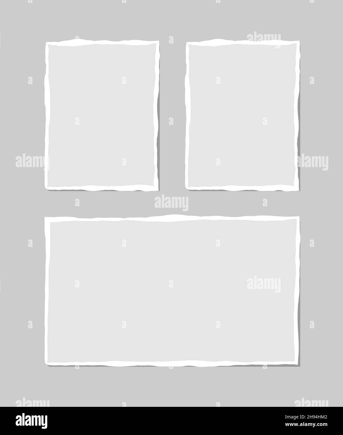 Set of torn white note. Scraps of torn paper of various shapes isolated ...
