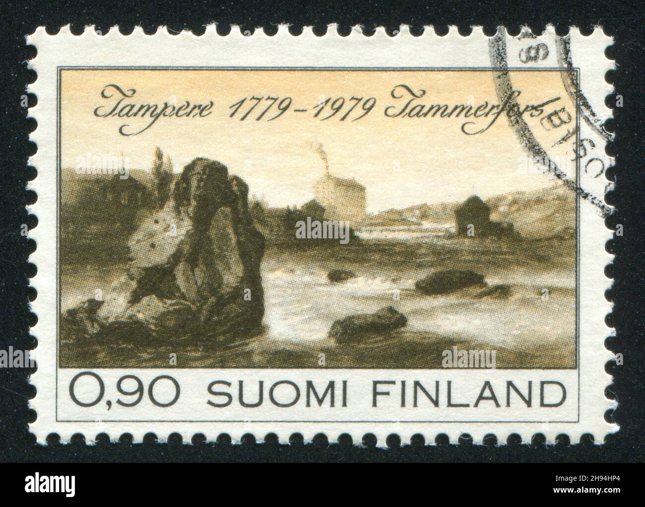 FINLAND - CIRCA 1979: stamp printed by Finland, shows View of Tampere ...