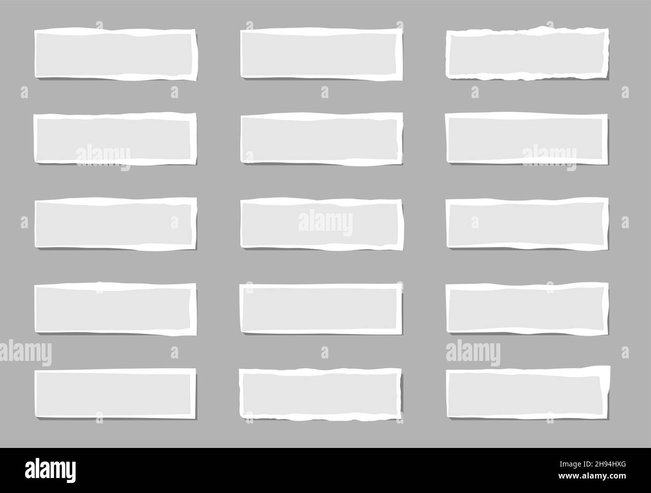 Set of torn white note. Scraps of torn paper of various shapes isolated ...