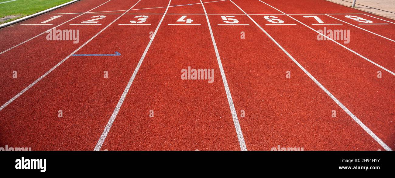red lines whith numbers in a cross-country stadium Stock Photo - Alamy
