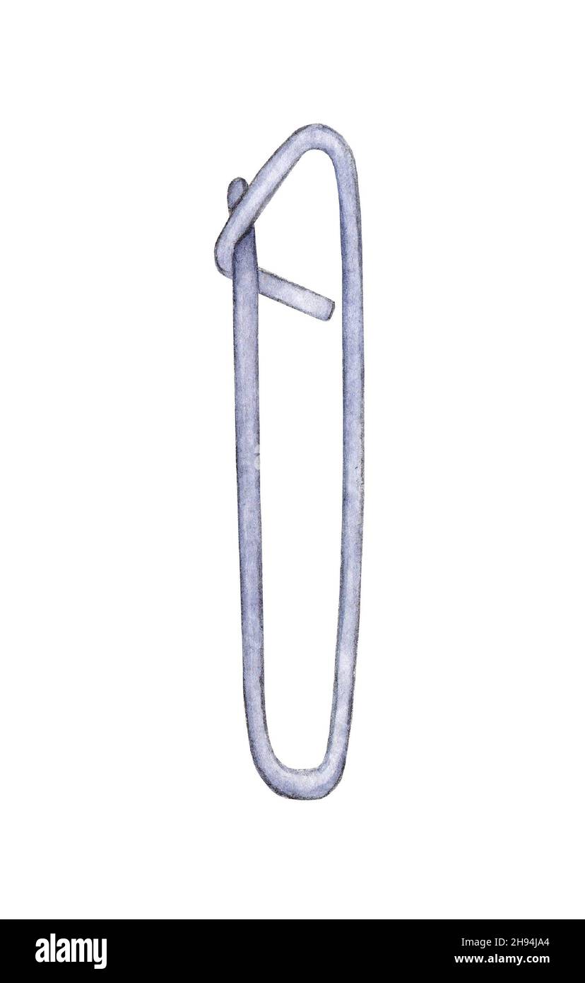 Watercolor illustration of a metal safety pin. Safety pin for ...