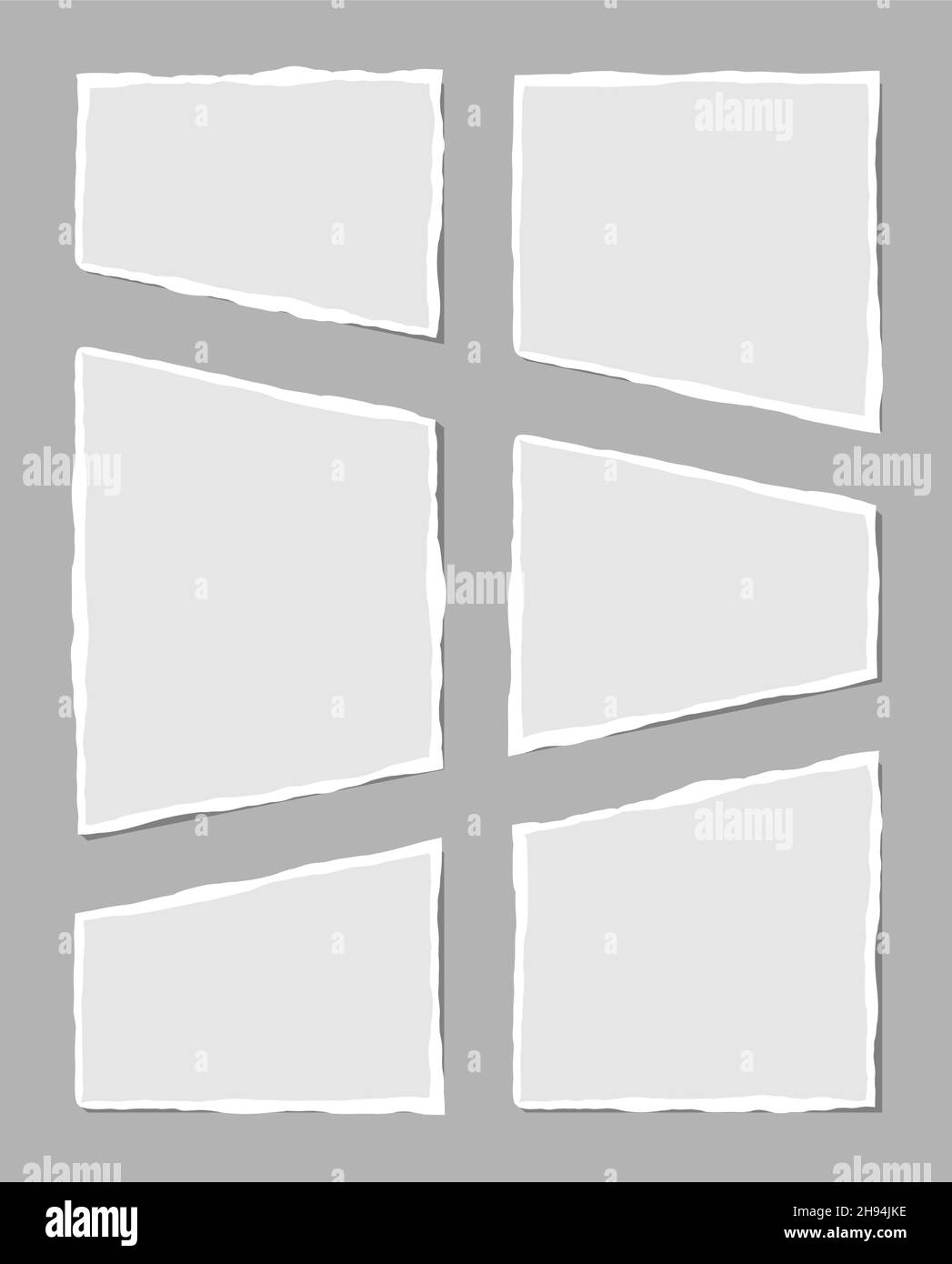 Set of torn white note. Scraps of torn paper of various shapes isolated ...