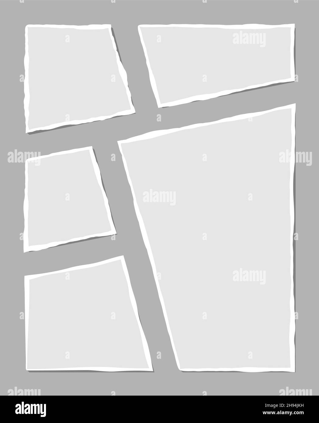 Set of torn white note. Scraps of torn paper of various shapes isolated ...