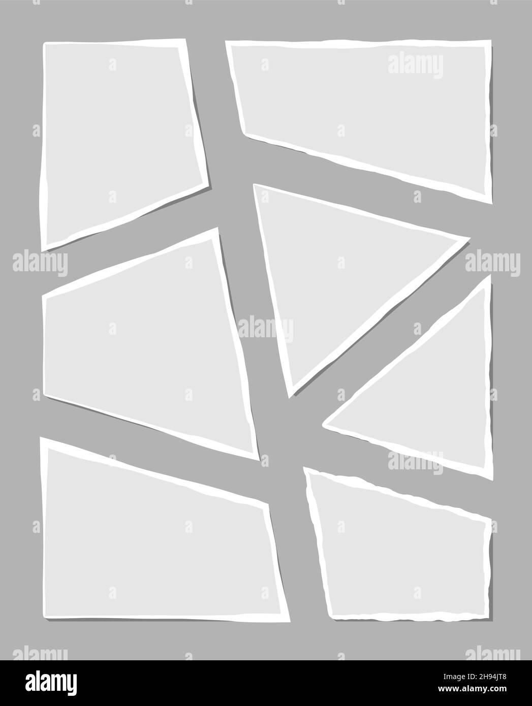 Set of torn white note. Scraps of torn paper of various shapes isolated ...