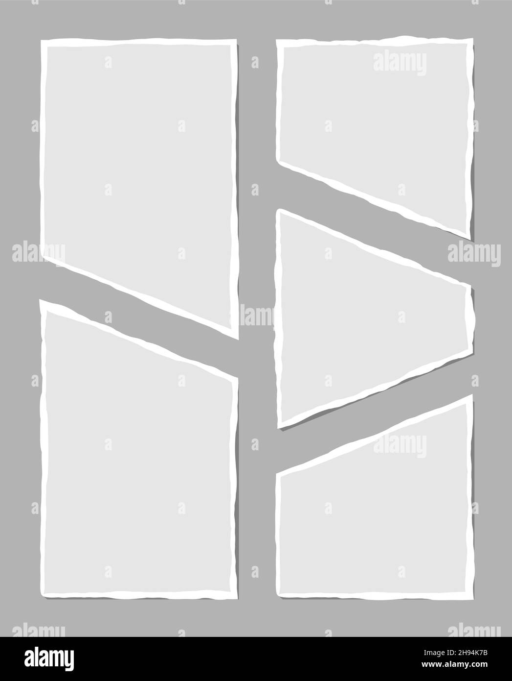 Set of torn white note. Scraps of torn paper of various shapes isolated ...