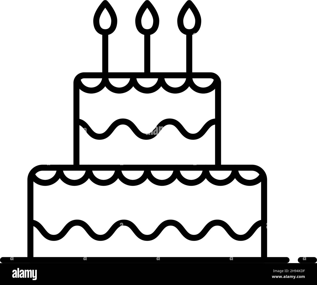 Outline vector cake icon isolated on white background. esp Stock Vector ...