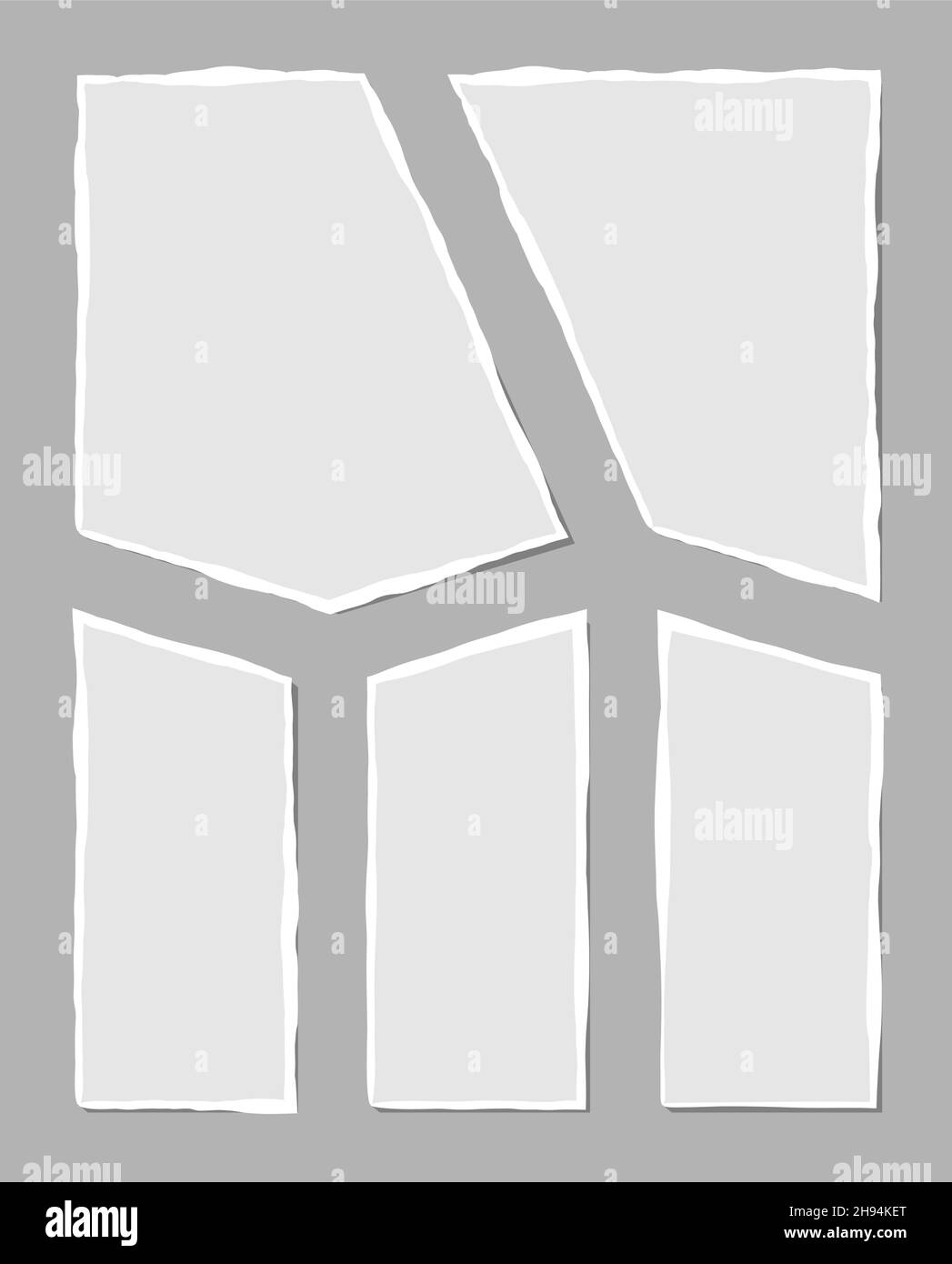 Set of torn white note. Scraps of torn paper of various shapes isolated ...