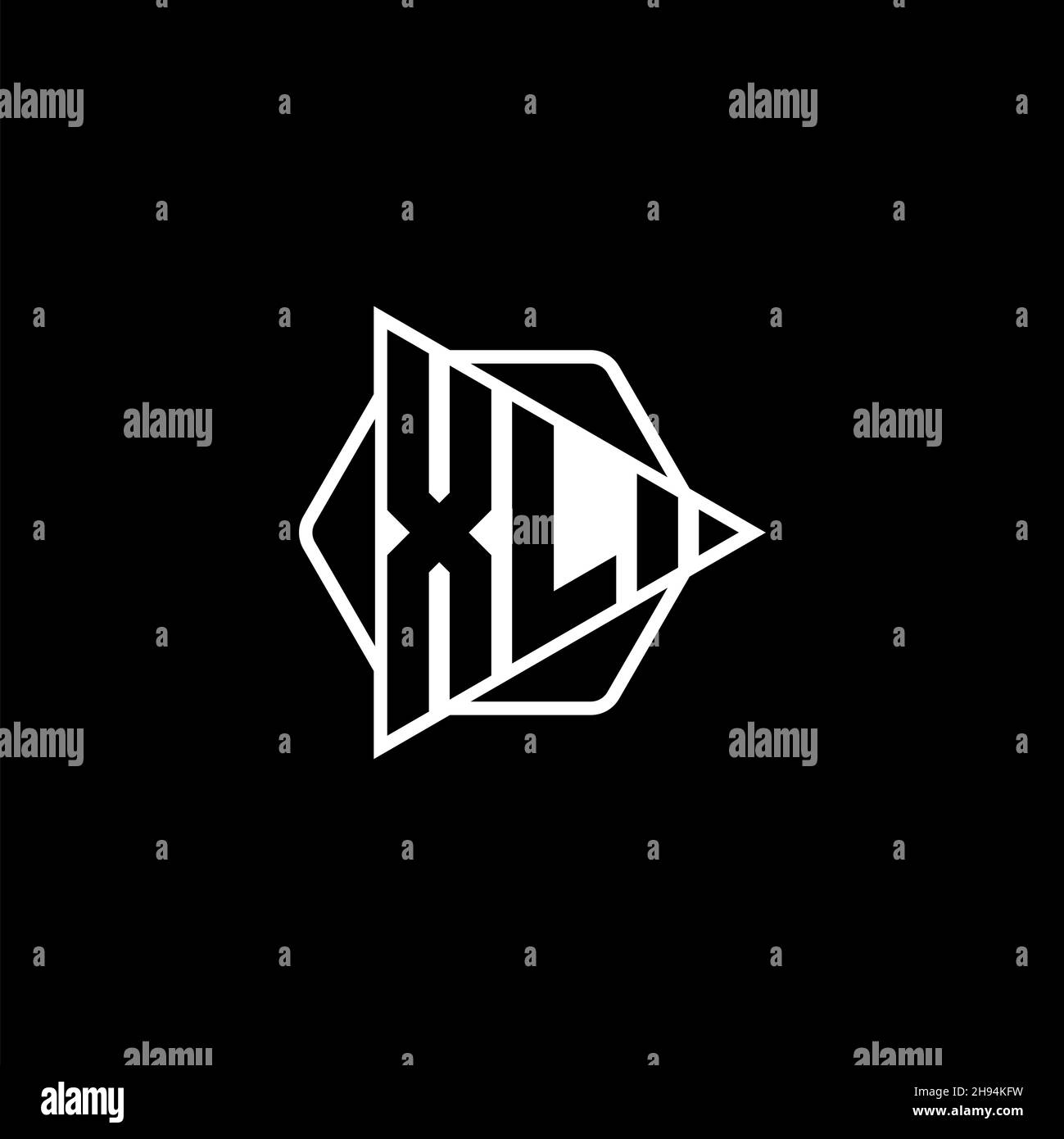 XL Monogram logo letter with triangle play button shape hexagonal ...