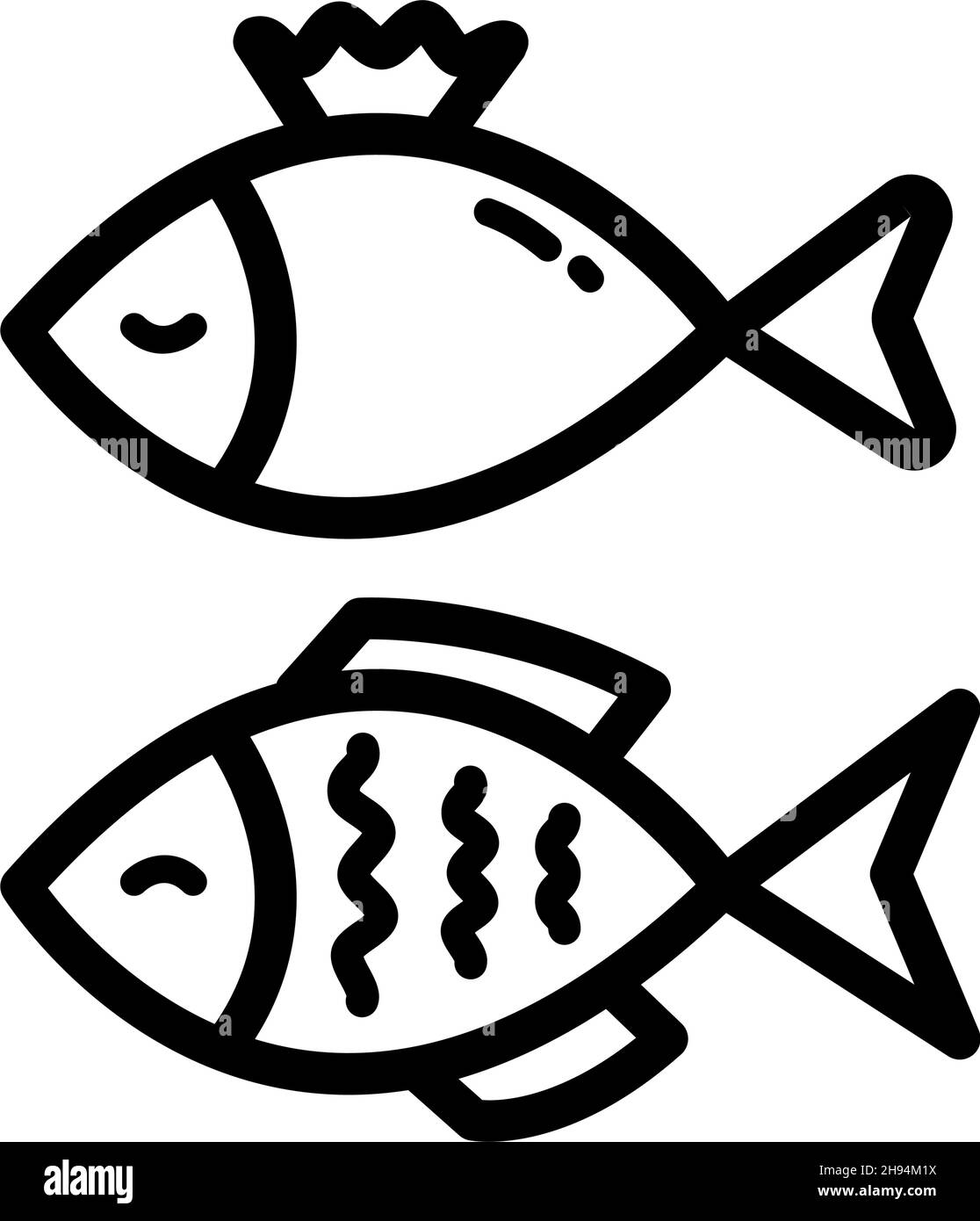 Set of simple fish icons. Vector outline illustration isolated on white ...