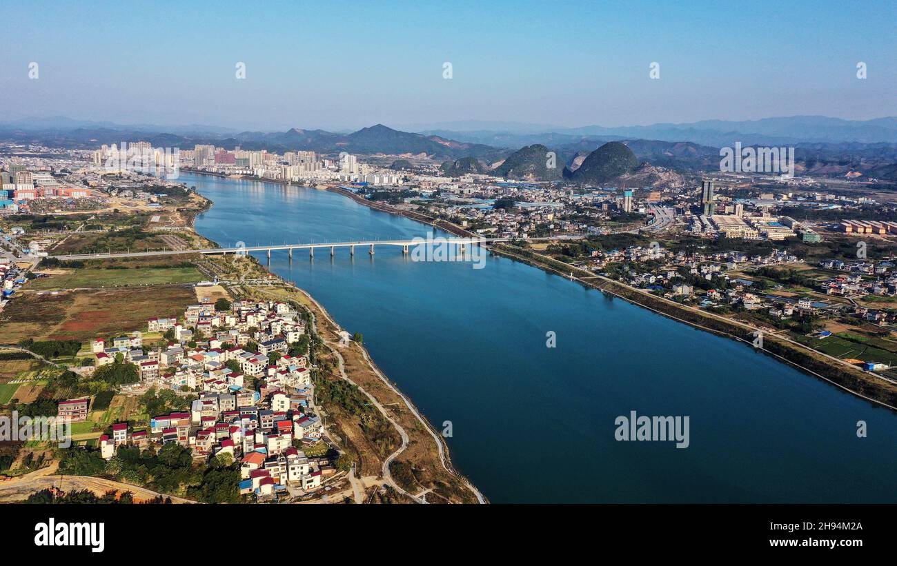 Rongan, China. 4th Dec, 2021. Aerial photo taken on Dec. 4, 2021 shows ...