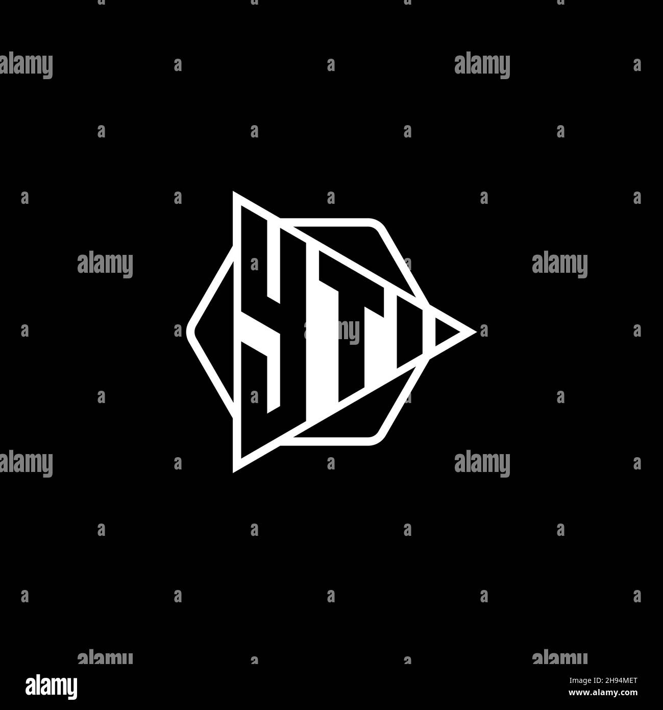 YT Monogram logo letter with triangle play button shape hexagonal rounded. Triangle circle ...