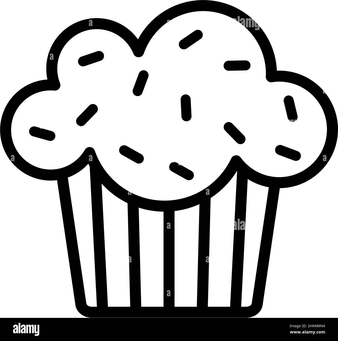 Outline, simple vector cupcake icon isolated on white background. eps ...