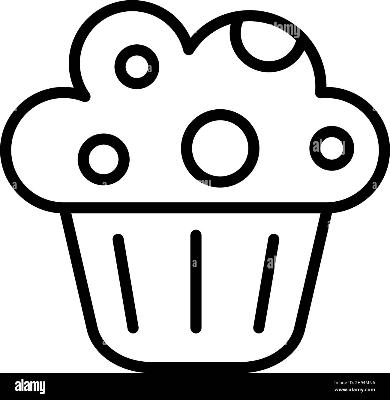 Outline, simple vector cupcake icon isolated on white background. eps ...