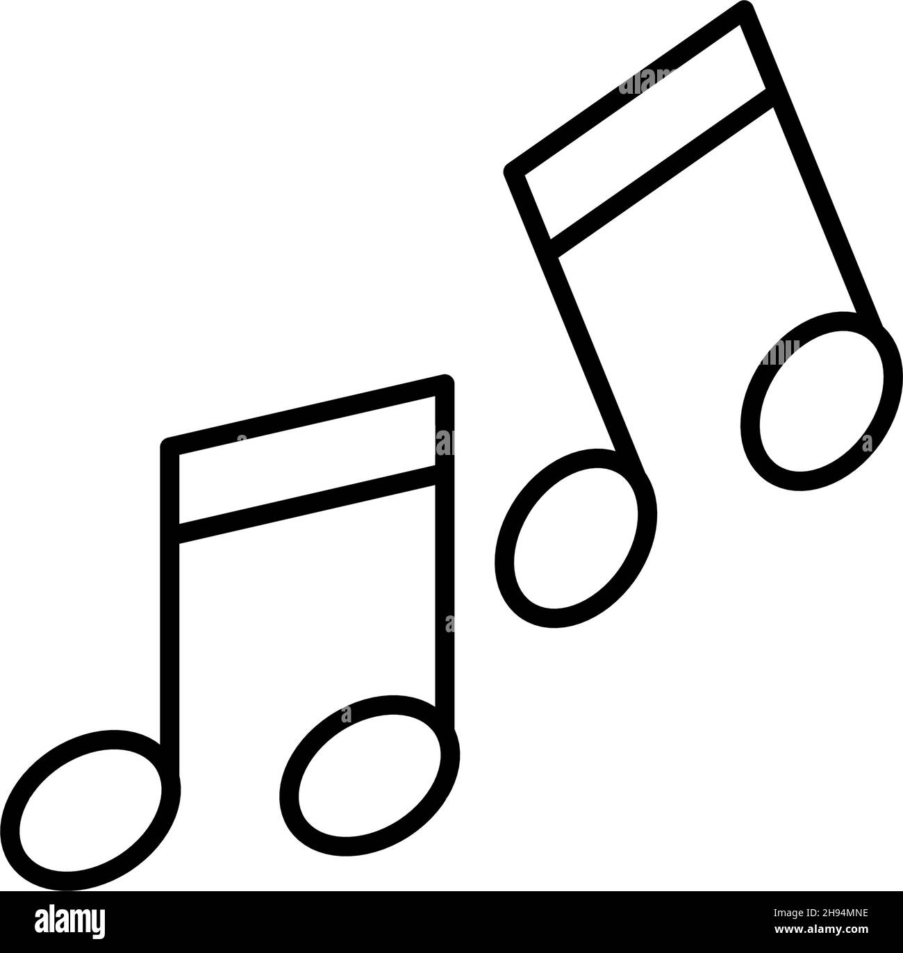 Outline vector music notes icon isolated on white background. esp Stock ...