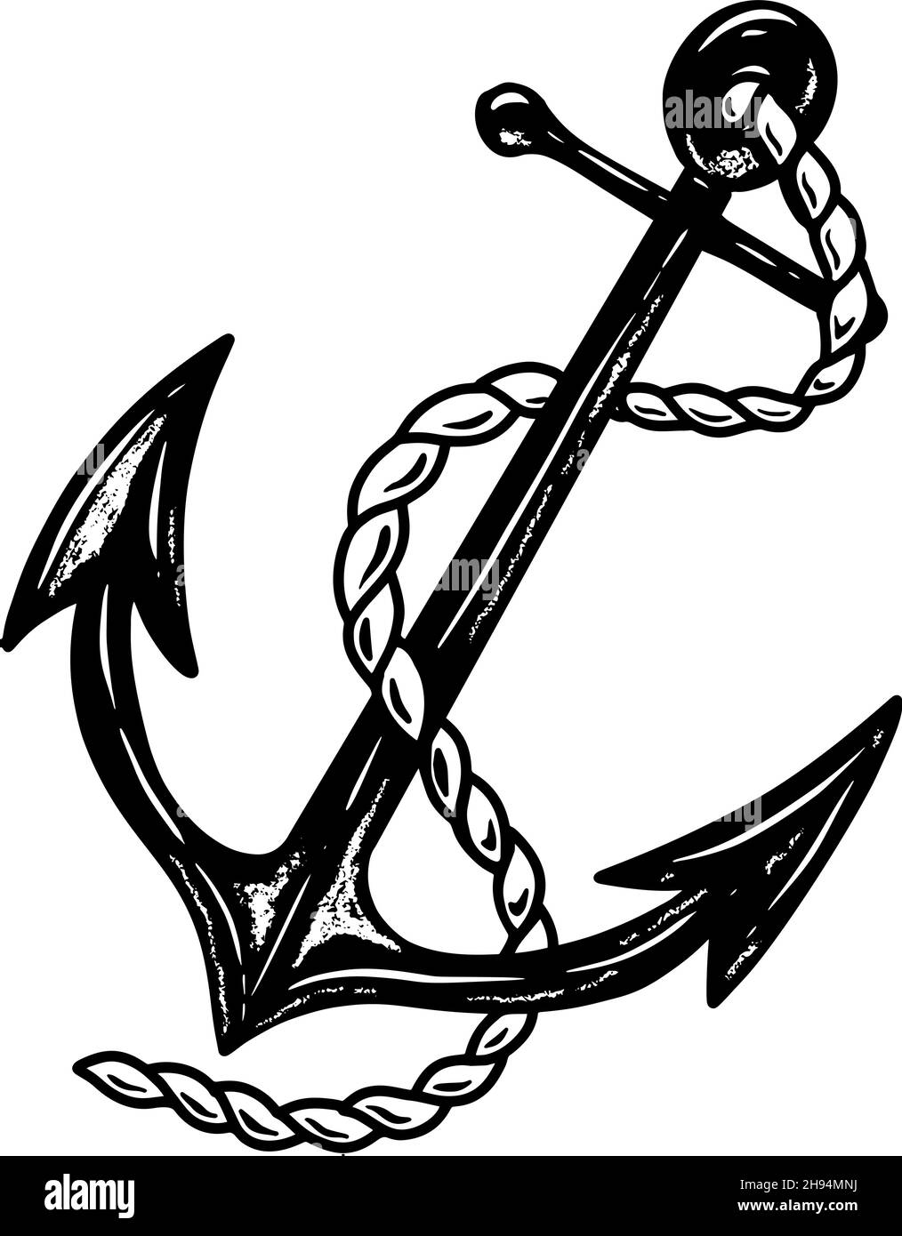 Illustration of ship anchor in monochrome style. Design element for ...