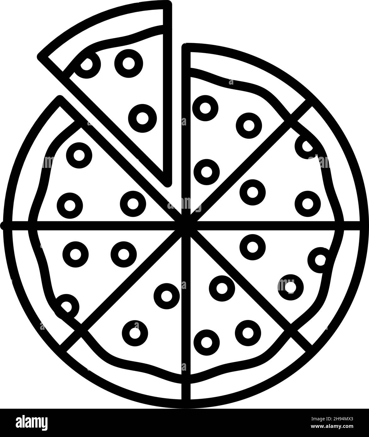 Outline, simple vector pizza icon isolated on white background. eps 10 ...