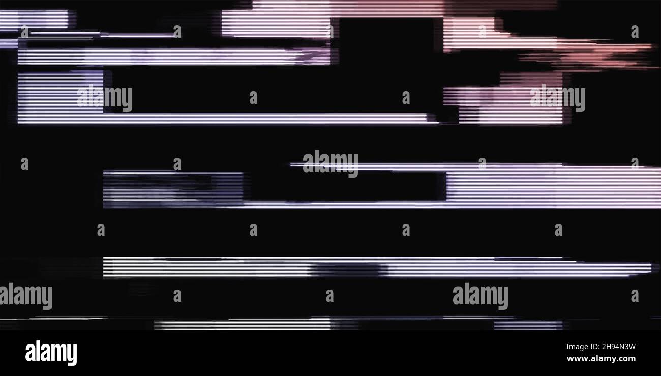 The effect of static TV noise. White noise. Wide panoramic view Stock ...