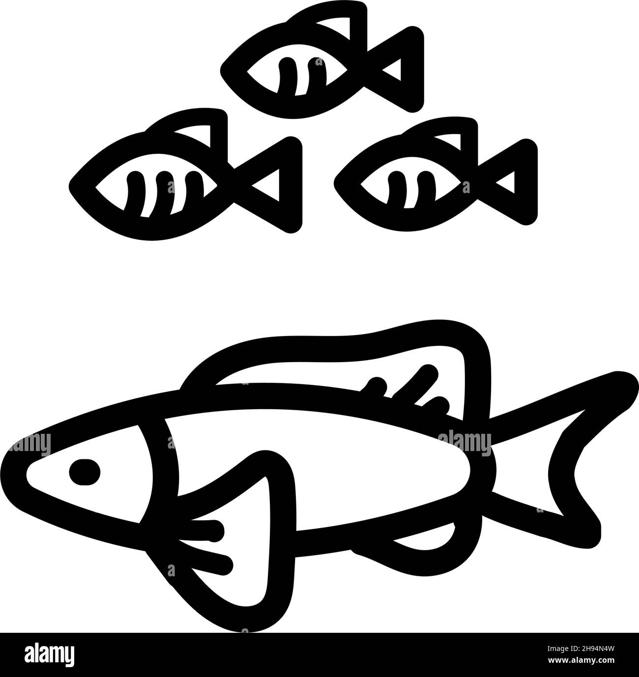 Fishes set of outline vector icons. Aquarium fish. Symbol, emblem, sign ...