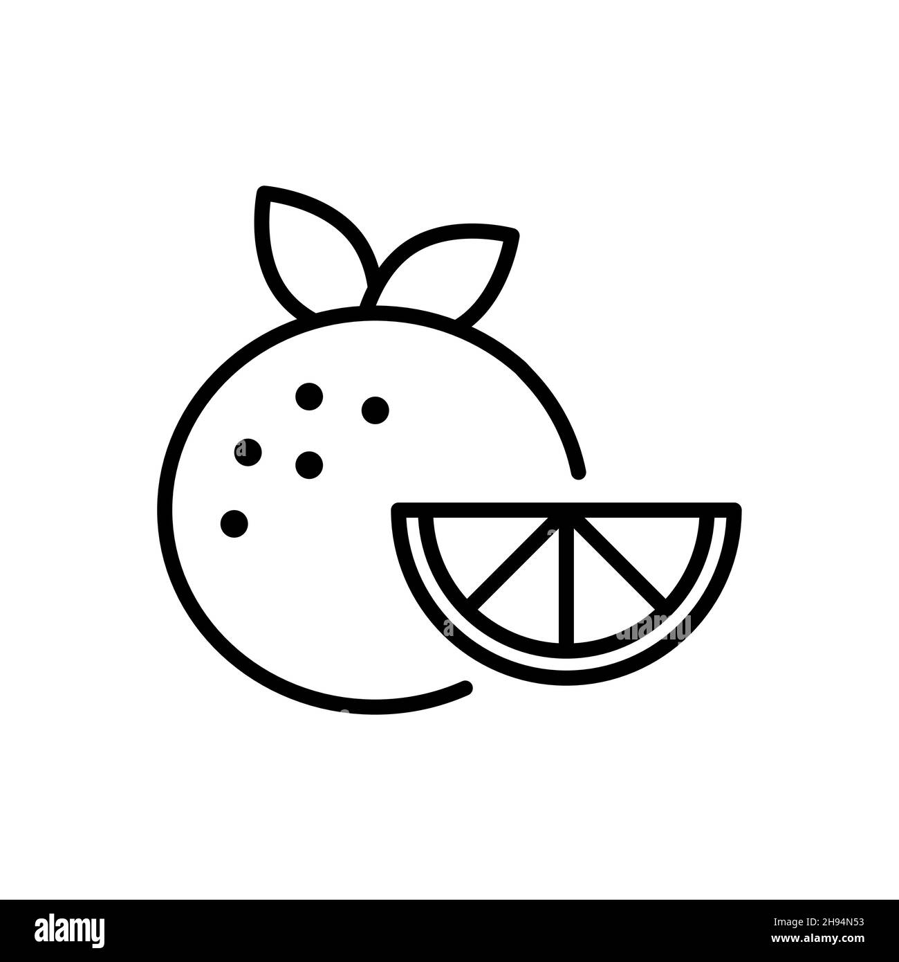 Outline, simple vector mandarin icon isolated on white background. eps ...