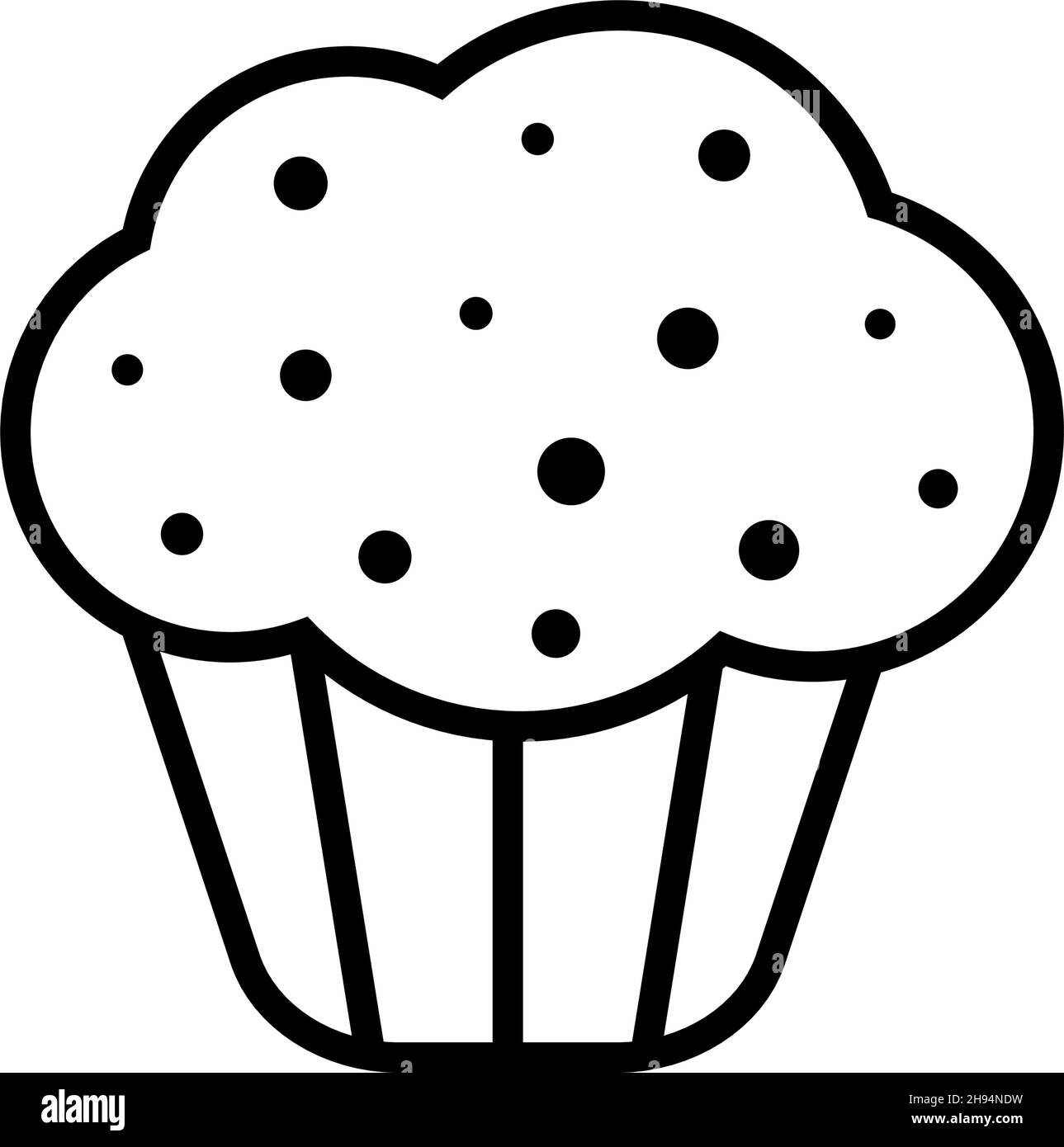 Outline, simple vector cupcake icon isolated on white background. eps ...