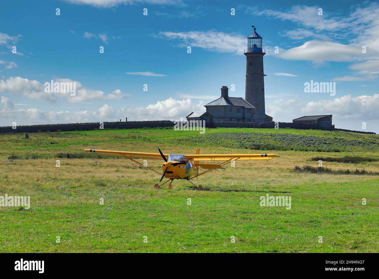 Lundy Island, Bristol Channel, Devon, England, UK - light aircraft on ...