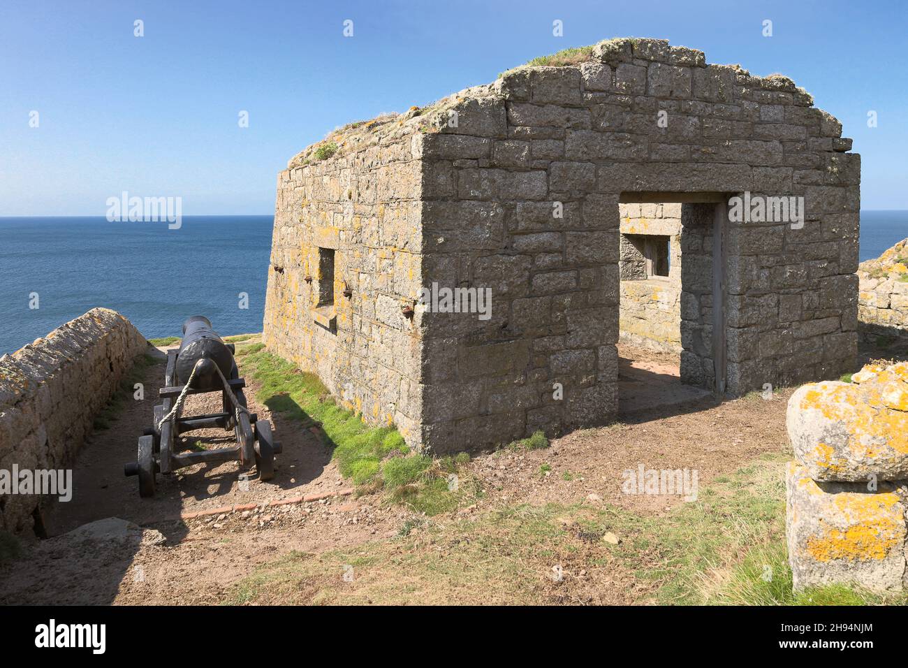 The Battery, a shipping fog warning station with cannon on the cliffs ...