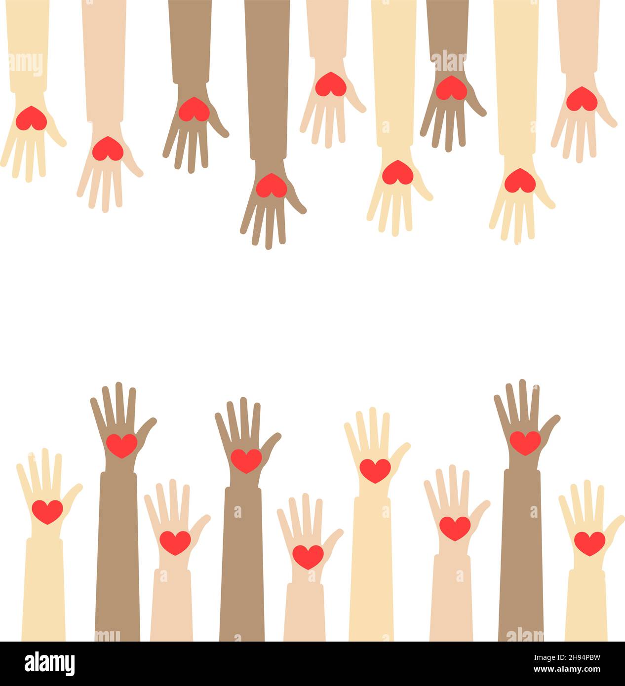 Hands of diverse group of people putting together. Cooperation ...