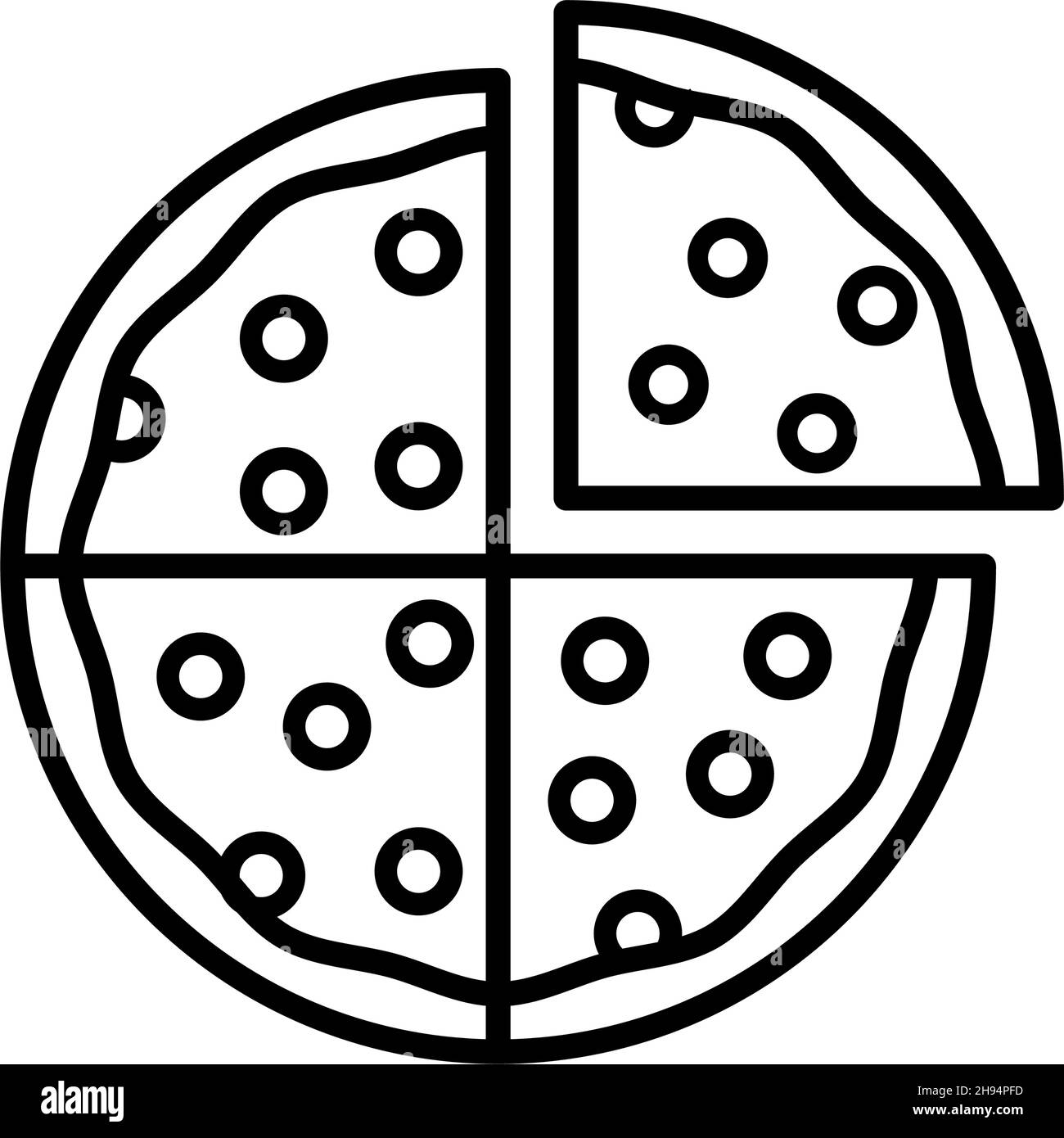 Outline, simple vector pizza icon isolated on white background. eps 10 ...