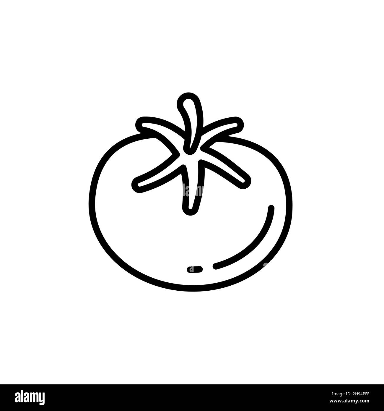 Outline, simple vector tomato icon isolated on white background. eps 10 ...