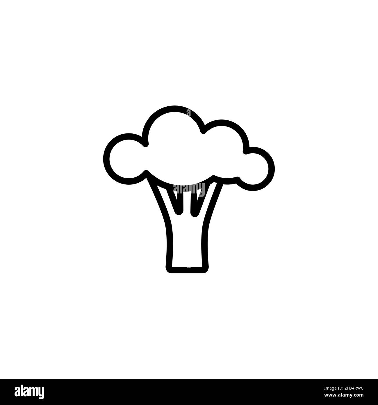 Outline, simple vector broccoli icon isolated on white background. eps ...