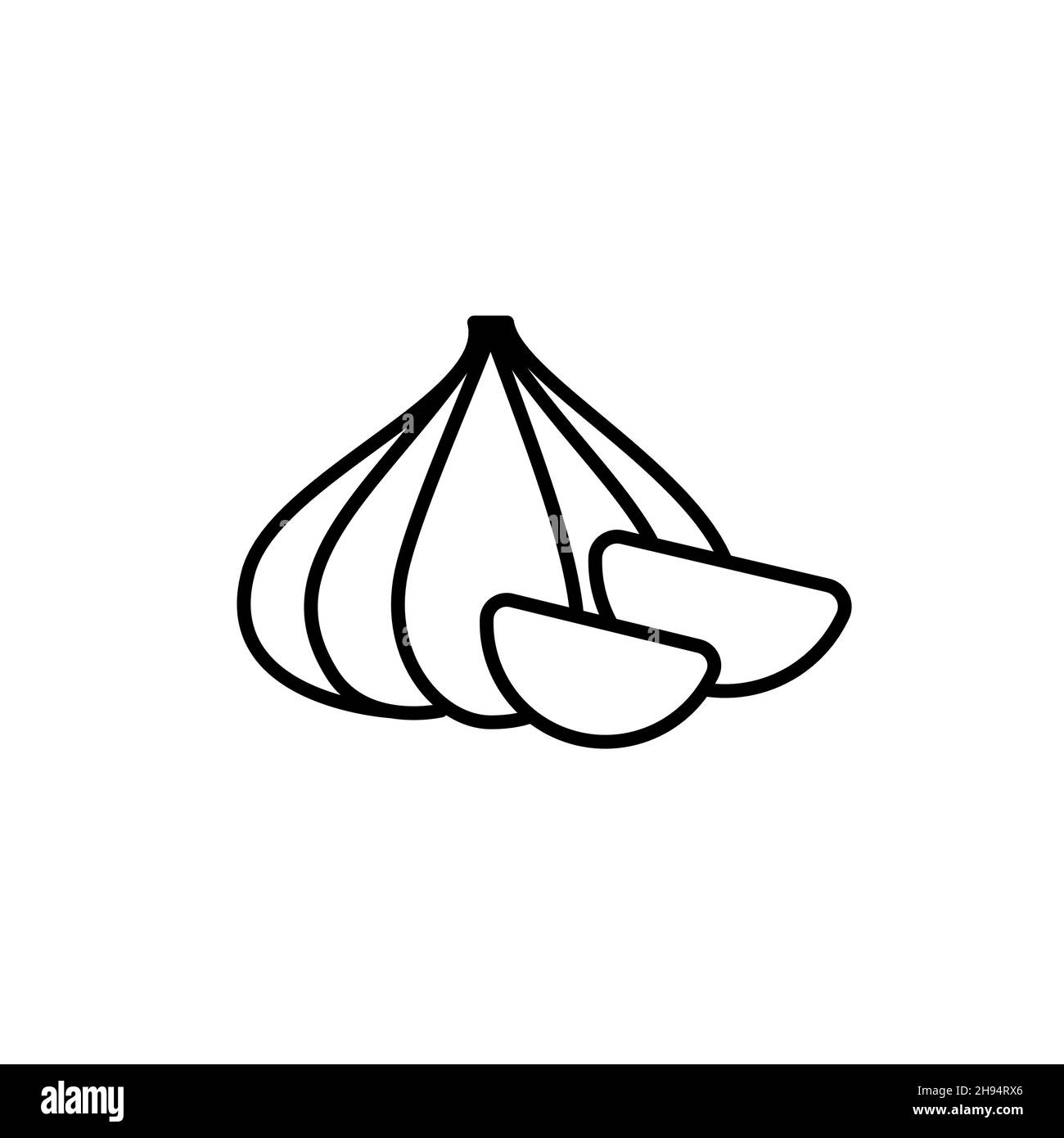 Outline, simple vector garlic icon isolated on white background. eps 10 ...