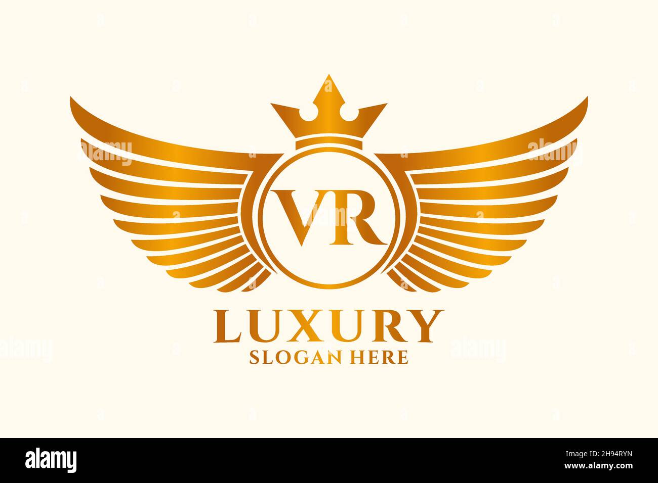 Luxury royal wing Letter VR crest Gold color Logo vector, Victory logo ...