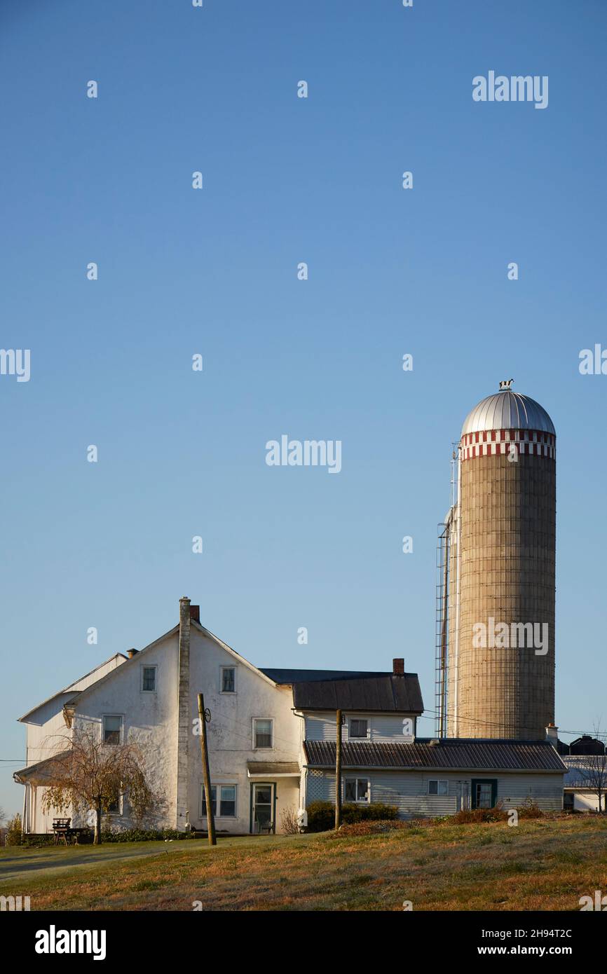 Farmhouse and traditional silo, Amish Country, East Earl, Lancaster ...
