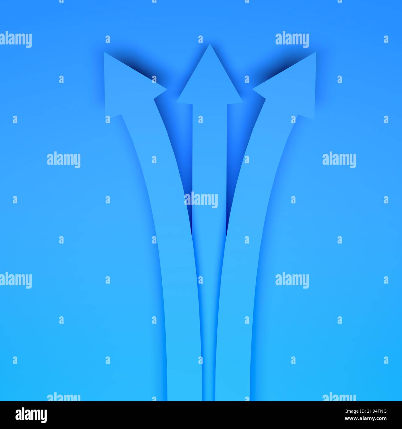 Taking a decision concept. Three options. Three arrows on blue ...