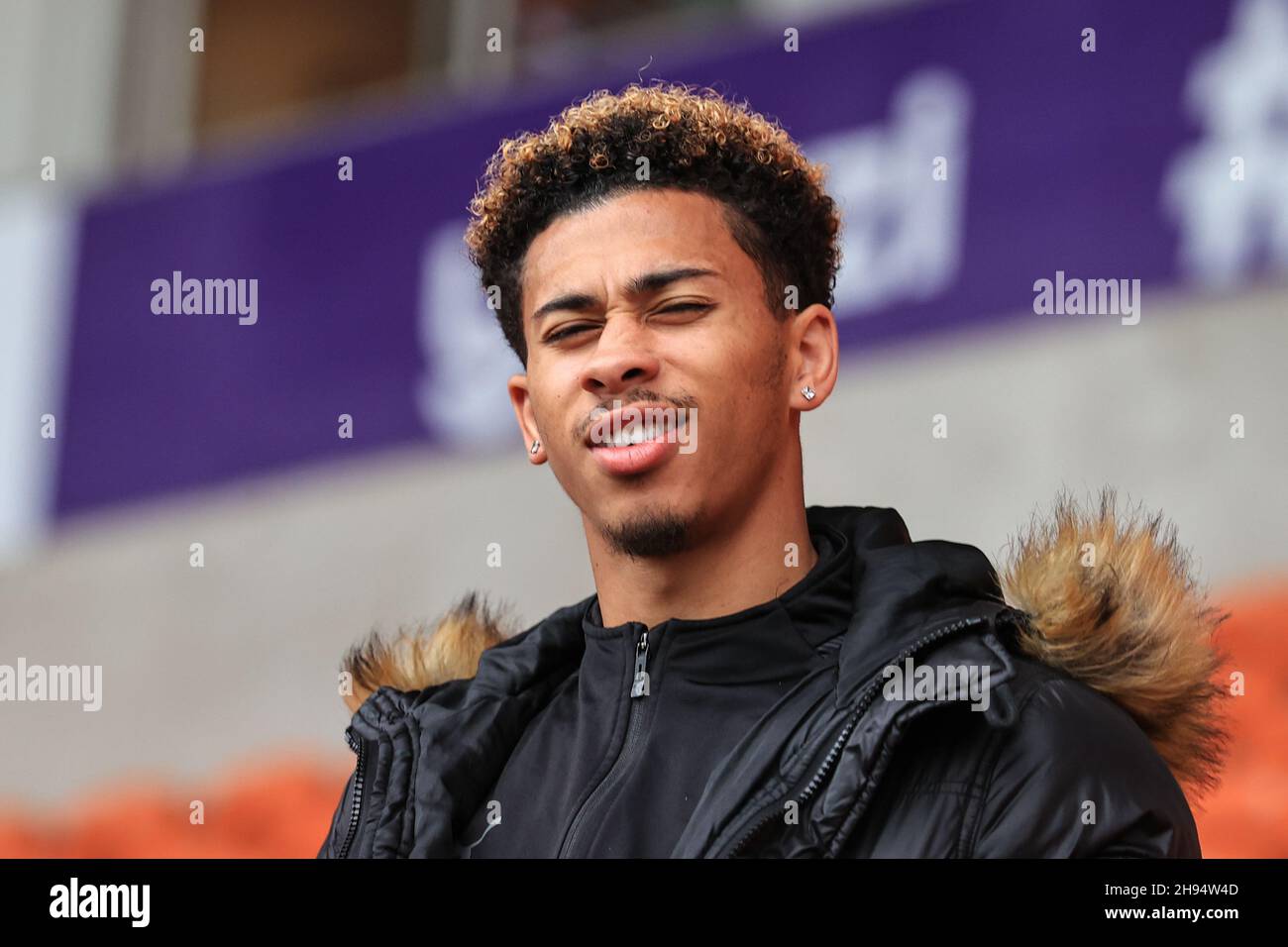 Jordan Gabriel #4 of Blackpool arrives at Bloomfield Road Stock Photo ...