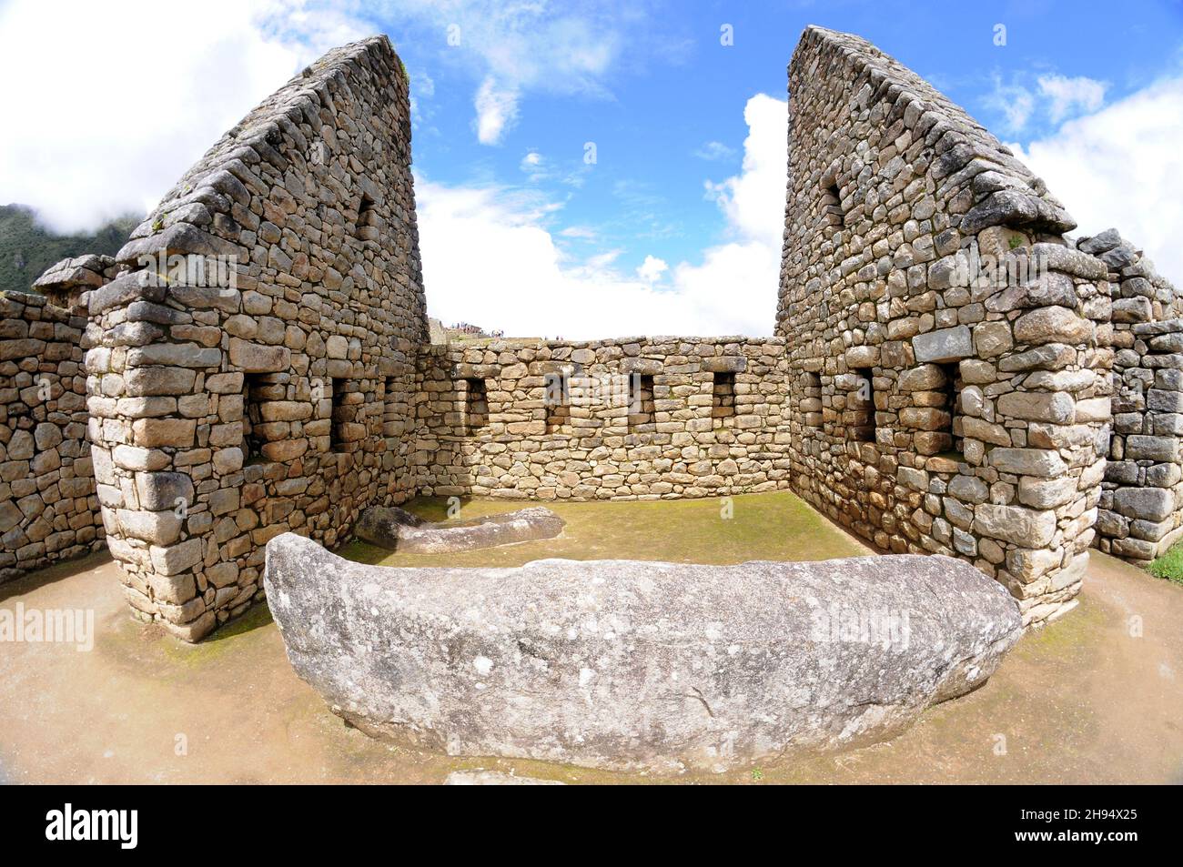 Stone buildings in Inca ancient town Machu Picchu in Peru Stock Photo ...