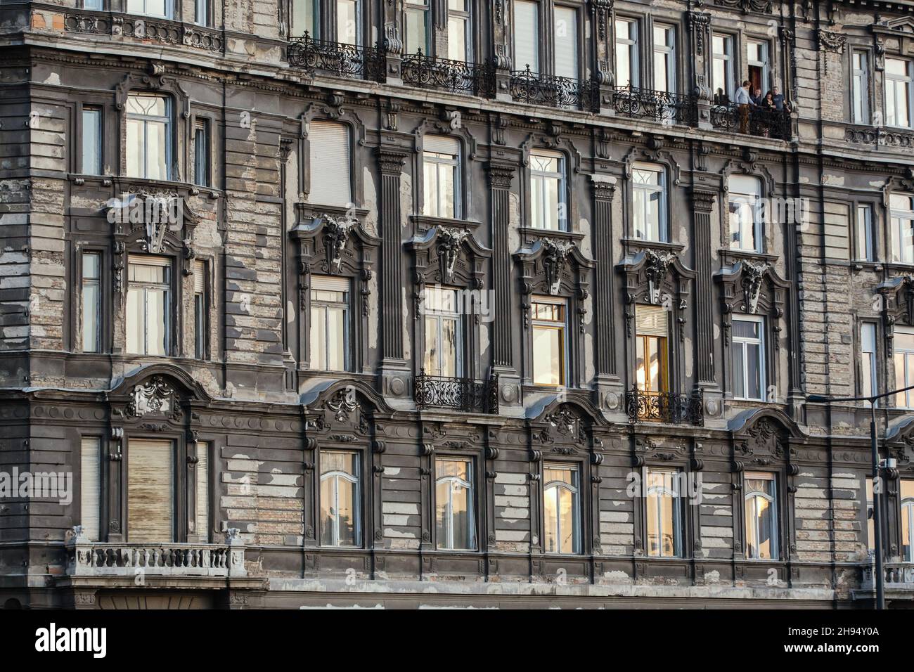 Facade of an apartment building with glass windows in Neo-Baroque ...