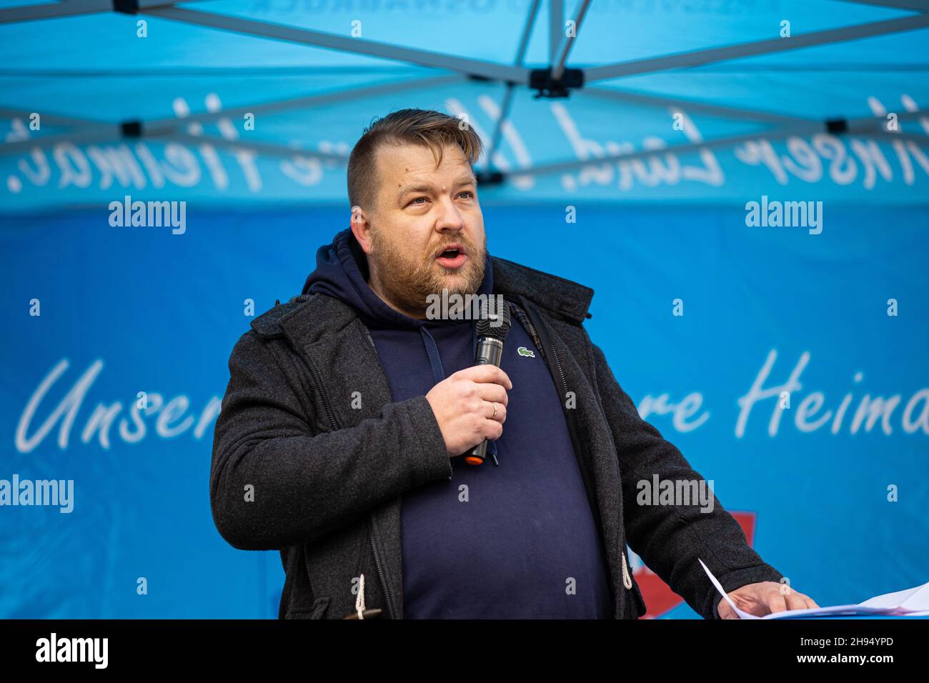 Hanover, Germany. 04th Dec, 2021. Marcel Queckemeyer (AfD) speaks at an ...