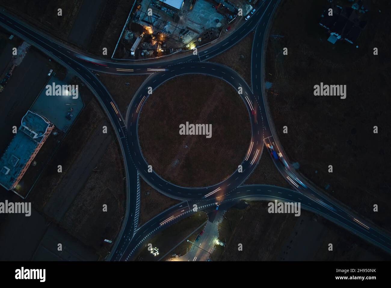 Aerial view heavy traffic roundabout hi-res stock photography and ...
