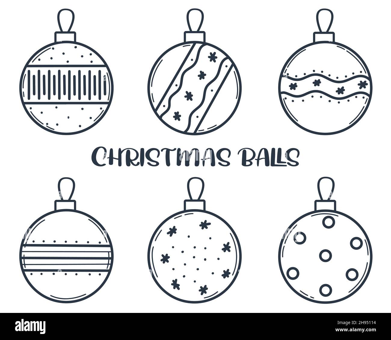 Christmas balls set isolated vector illustration. Collection of hand ...