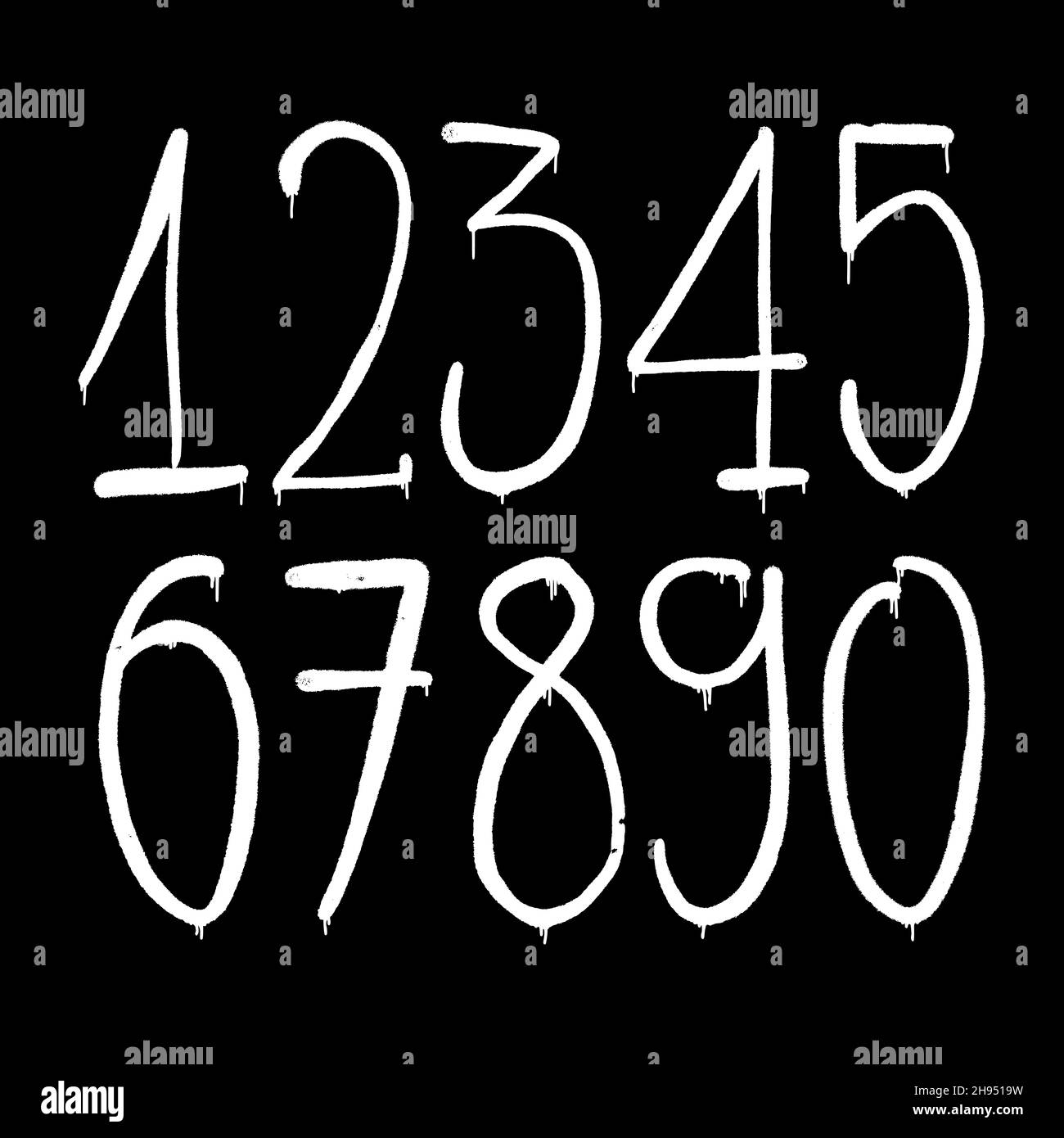 graffiti numbers. set of numbers in the style of graffiti spray Stock ...