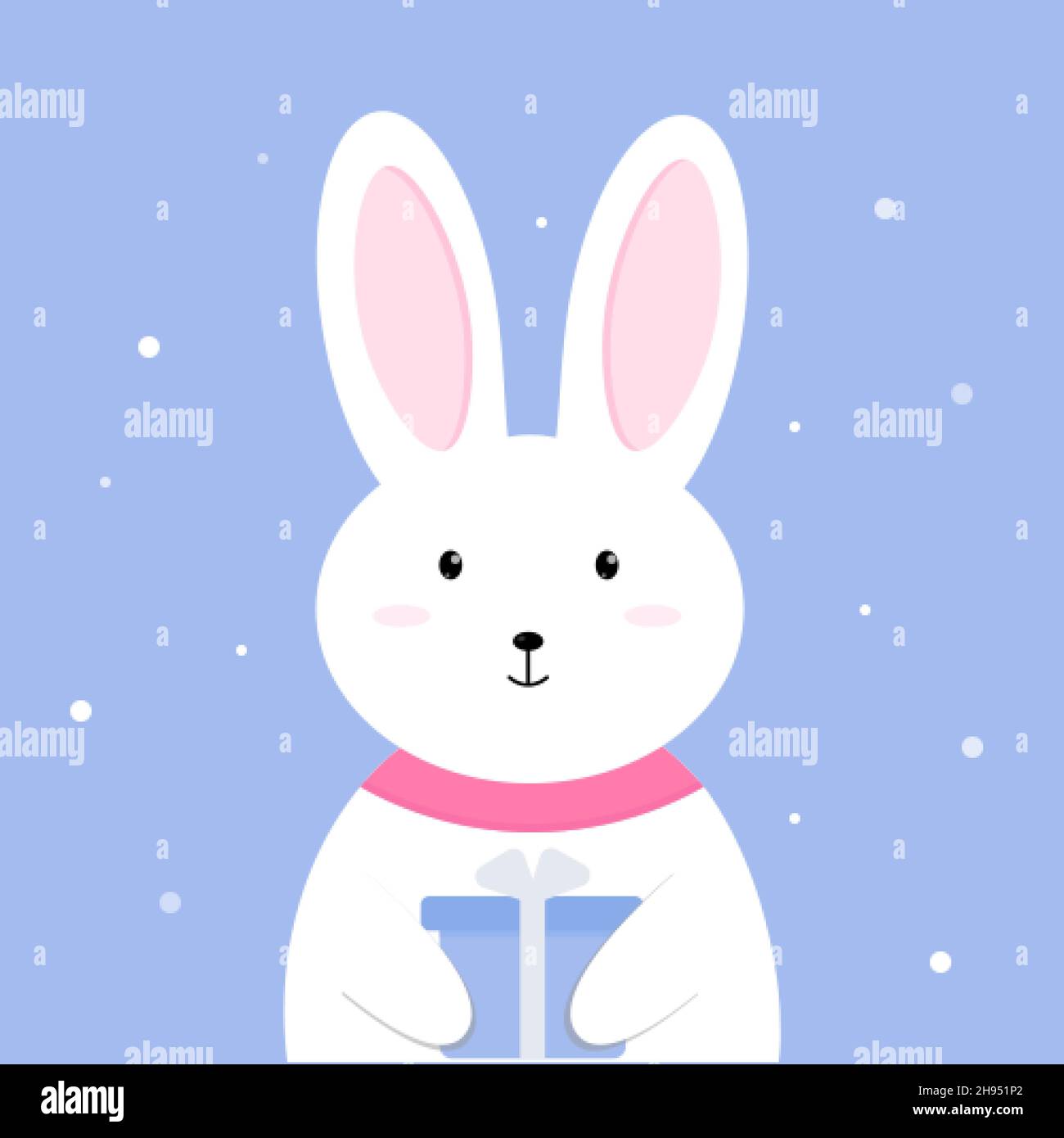 Cute cartoon winter rabbit with a gift Stock Vector Image & Art - Alamy