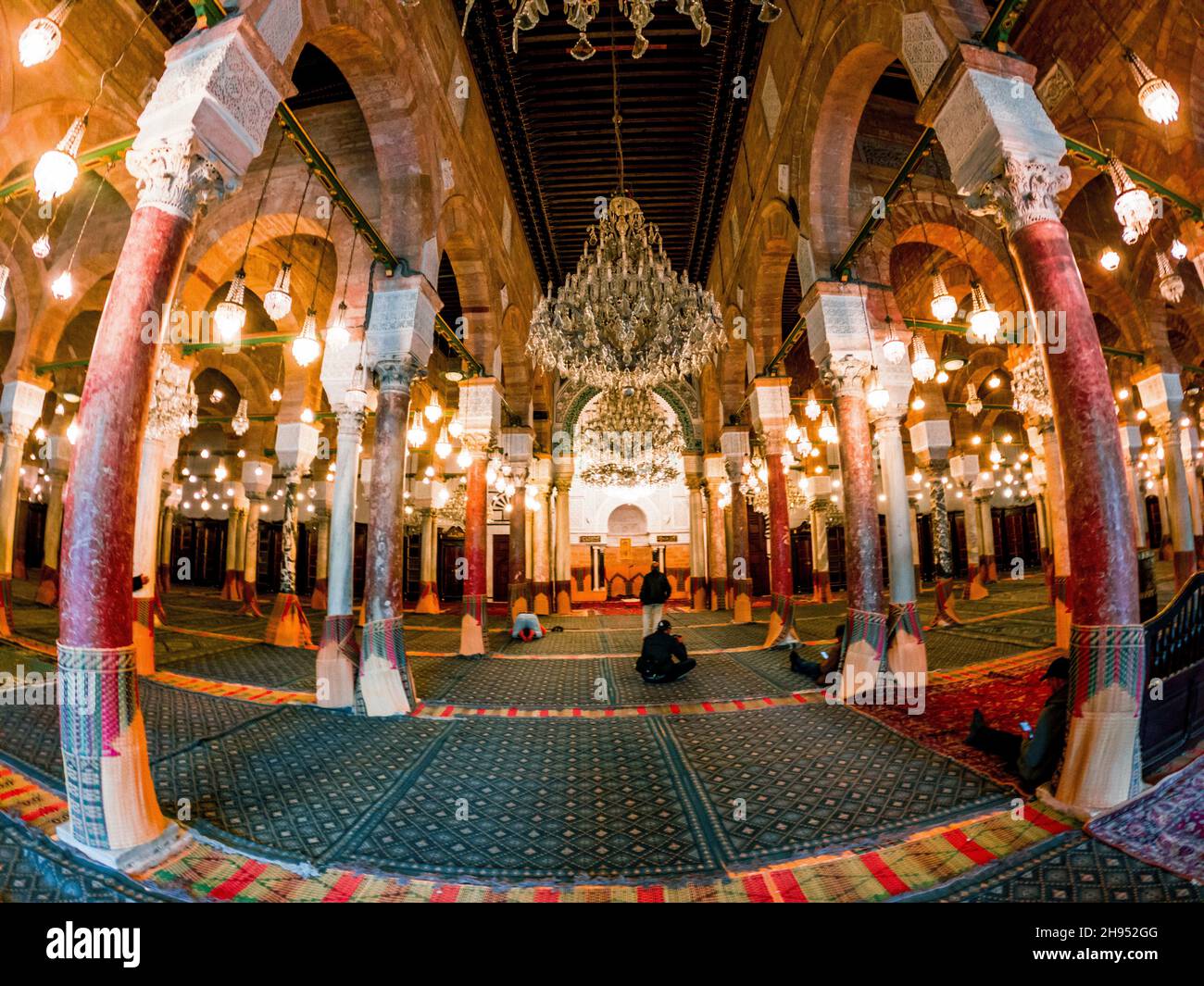 Interior of beautiful Zaytuna Mosque in Tunisia Stock Photo - Alamy