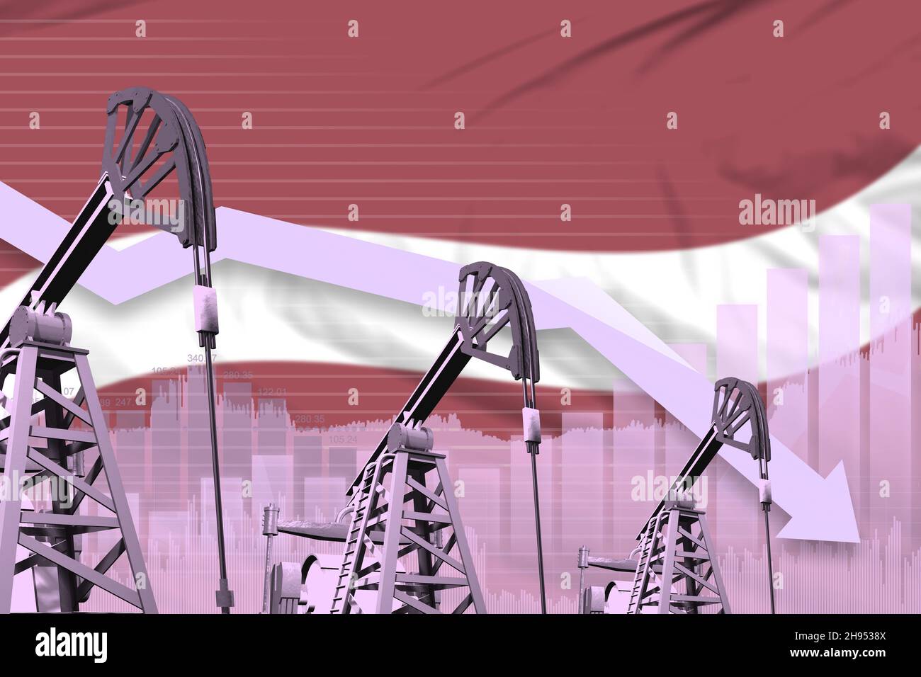 Latvia oil industry concept, industrial illustration - lowering down ...