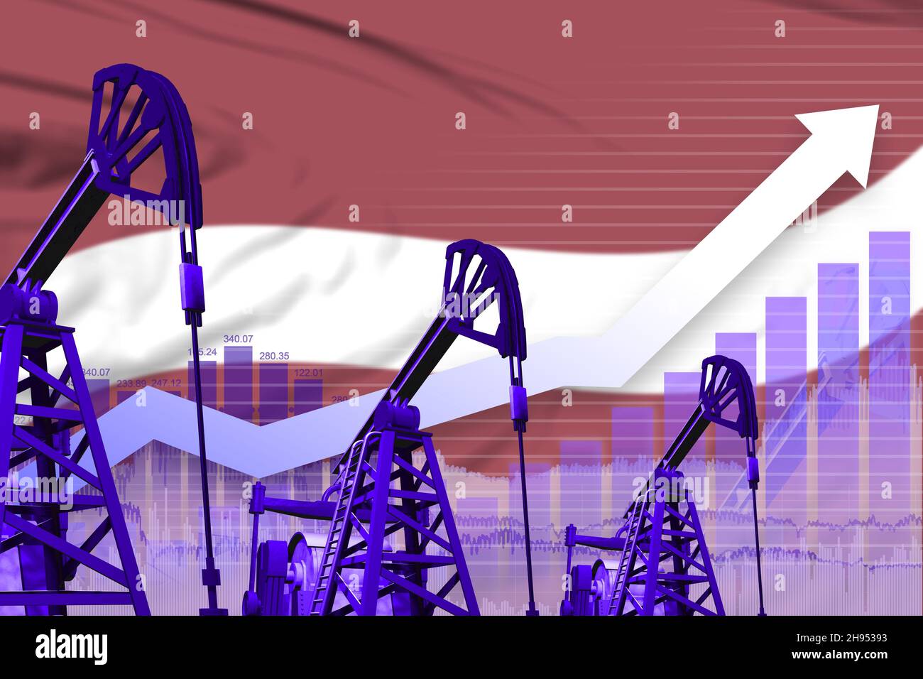 Latvia oil industry concept, industrial illustration - rising up chart ...