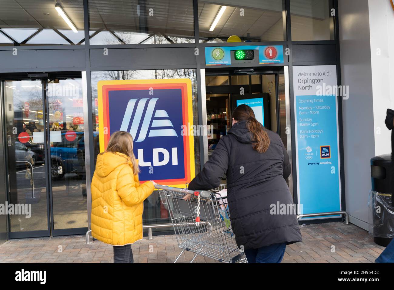 Orpington, London, UK 04 December 2021: Aldi opened its newest store at ...