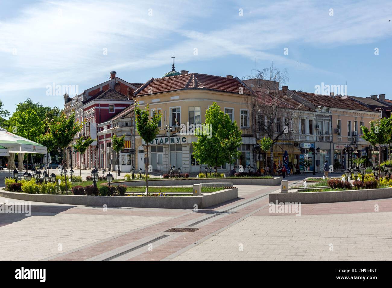 VIDIN, BULGARIA - MAY 23, 2021: Panoramic view of Bdintsi Square at the ...