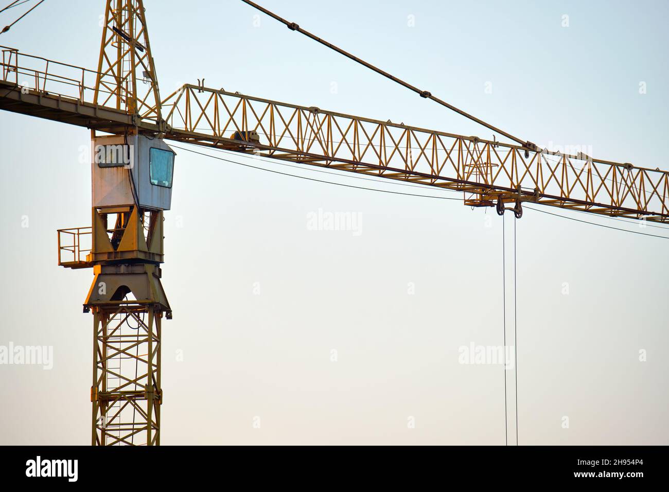 Tower crane at high residential apartment buildings construction site ...